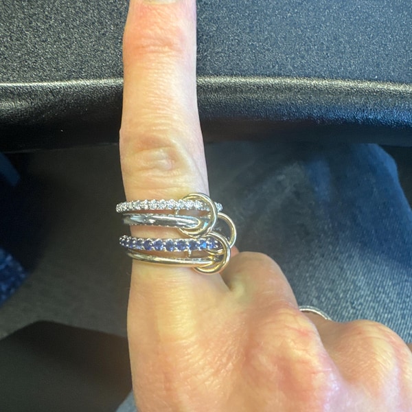 Silver Connected Rings, Stacking Rings, Linked Bands, Layering Rings - Etsy