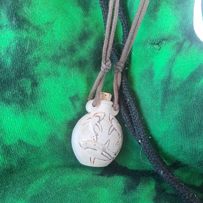 Silver Bottle Necklace, Antiqued Metal Container/jar/vial/jug Necklace ...