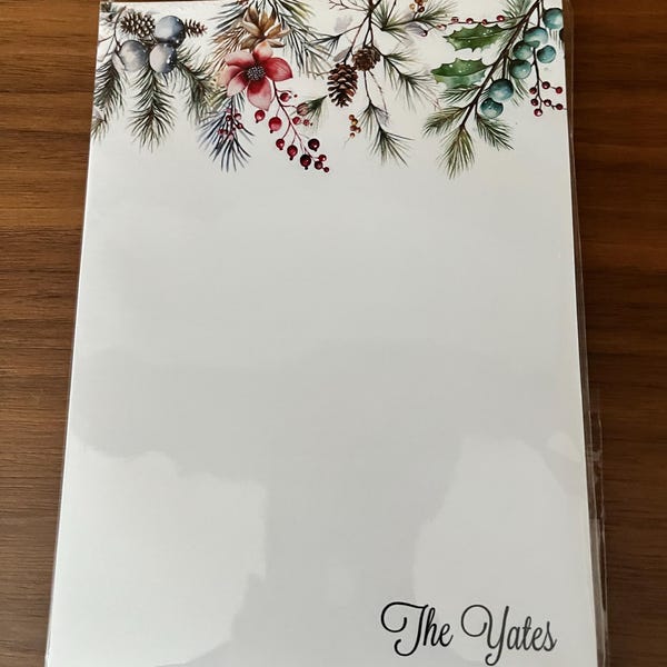 Personalized Notepad, Pink Watercolor Floral, Floral Notepad ...