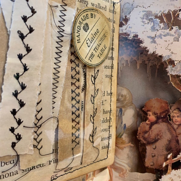 Shabby Chic Scrappy Gift Tags, Handmade Sewn Scrap Journal Tags ...