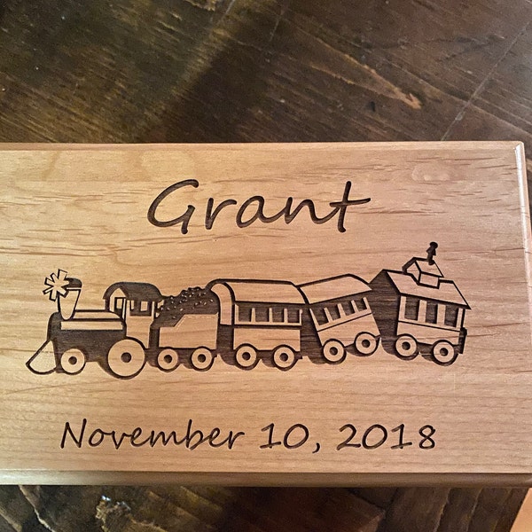 Train Personalized Wooden Keepsake Box - Large - Etsy