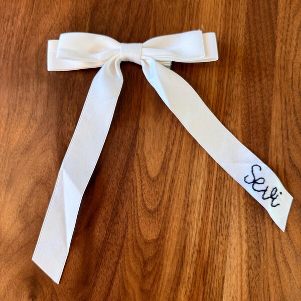 Custom Hand-embroidered Hair Bow - Etsy