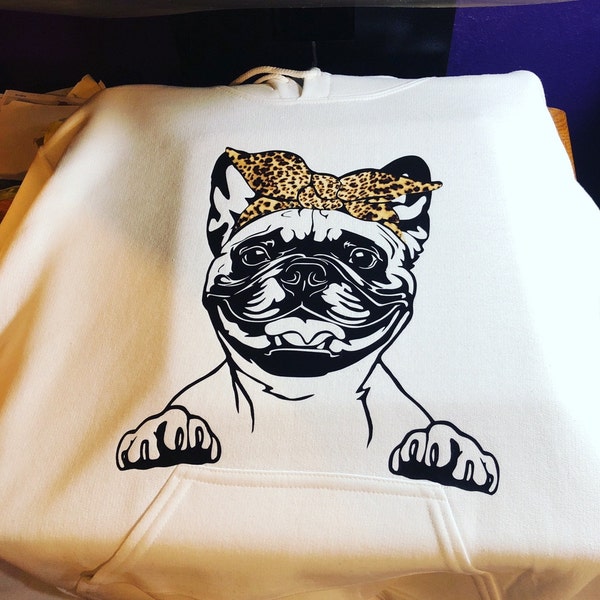 French Bulldog SVG, Funny Frenchie With Leopard Bandana Clipart, Cute ...
