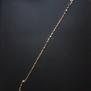 14k Solid Gold Sequin Faceted Chain Bracelet, Dainty Bracelet, Thin ...