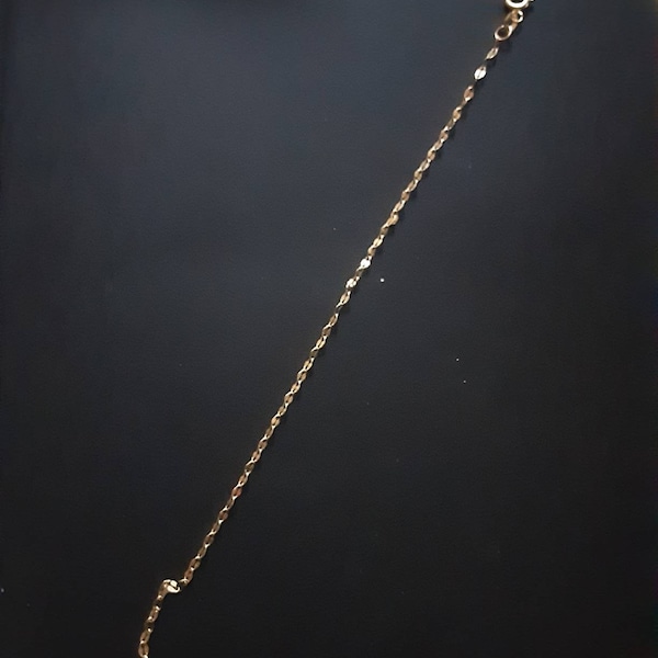 14k Solid Gold Sequin Faceted Chain Bracelet, Dainty Bracelet, Thin ...