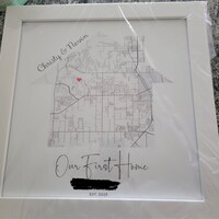 First New Home Gift for Couple House Shaped Map Poster Custom City Map ...
