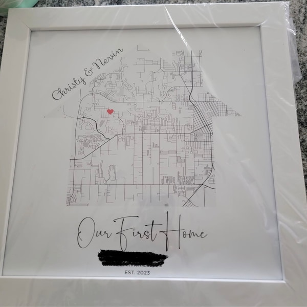 First New Home Gift for Couple House Shaped Map Poster Custom City Map ...