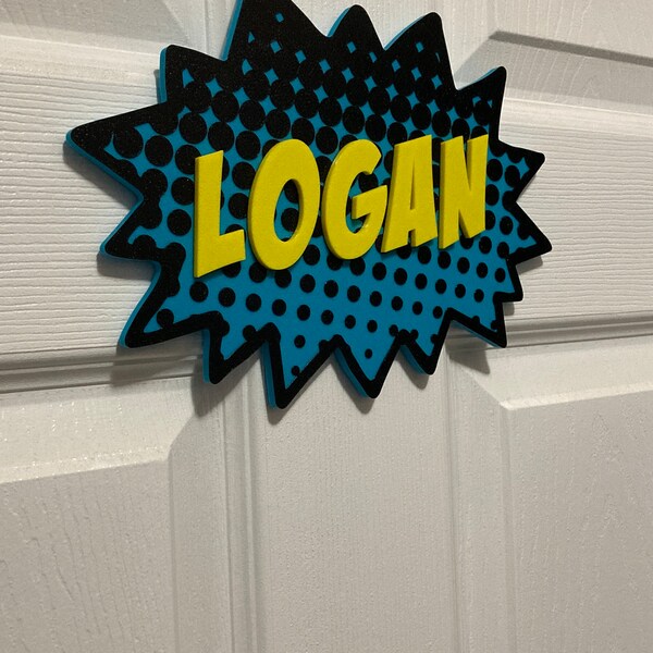 Comic Book Door Sign Personalized Name Sign Super Hero Sign Last Name ...