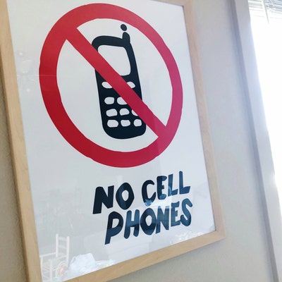 No Cell Phones Print, No Cell Phones Poster, No Cell Phones Wall Sign ...