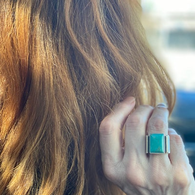 Beth Dutton Inspired Turquoise and Sterling Silver Large Statement Ring ...