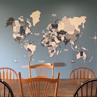 World Map Push Pin Wall Art, Travel Map Flag Push Pins, Flags Push Pins ...