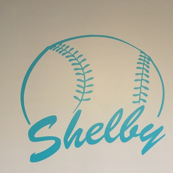 Custom Softball Name Wall Decal, 0125, Personalized Softball Name Wall ...
