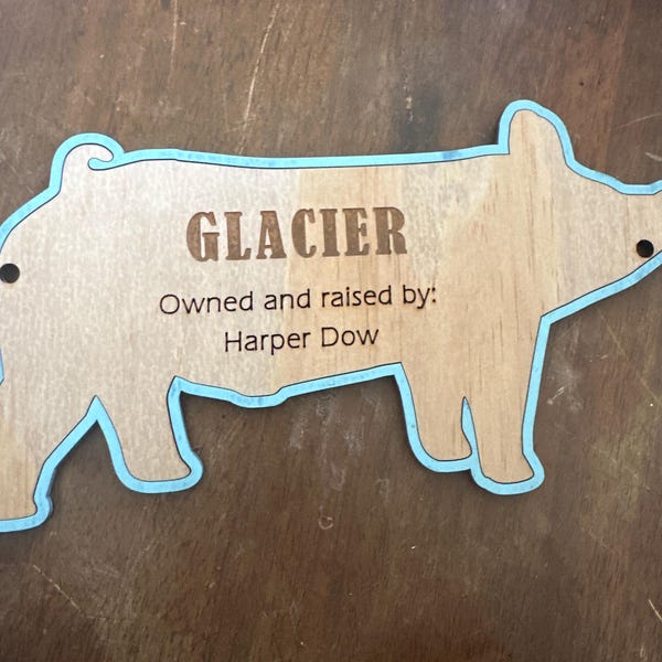 Customizable Pig Hog Stall Tag or Name Plate Label for Fairs and ...