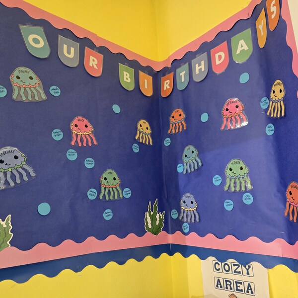 Jellyfish Birthday Bulletin Board Kit || Birthday Display Bulletin ...