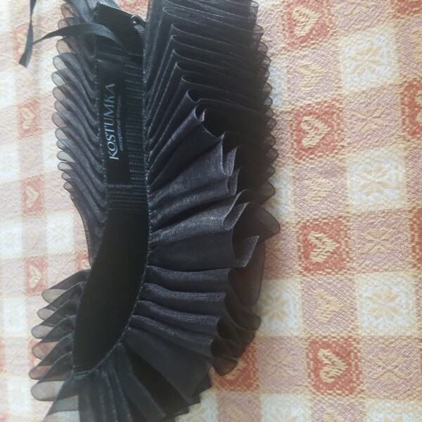 Elizabethan Neck Lace Collar - Black Ruff - Historical Tudor Ruffled ...