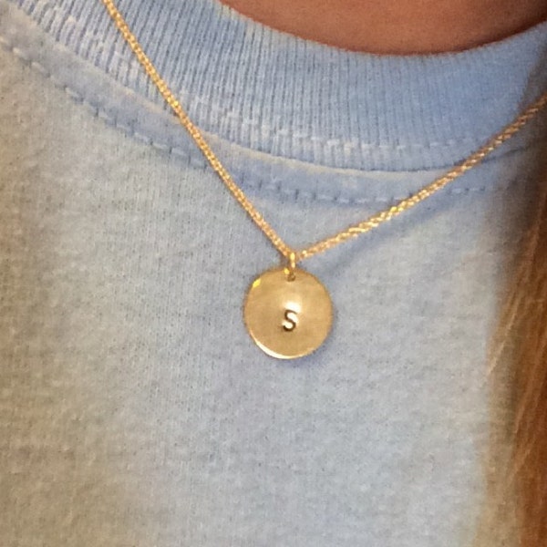 Personalized Gold Disc Necklace, Custom Disk, Hand Stamped Jewelry ...