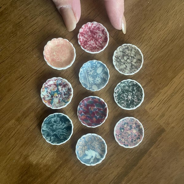 Ceramic Dollhouse 1:12 Scale Plates and Stands 18th Century French ...