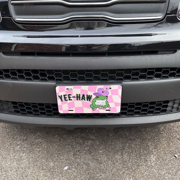 Cowboy Frog Front License Plate - Country Frog Truck Tag - Cute Purple ...