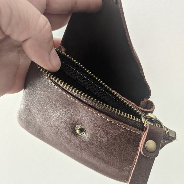 Small Leather Pouch Minimalist Wallet Womens Leather Coin Purse Slim ...