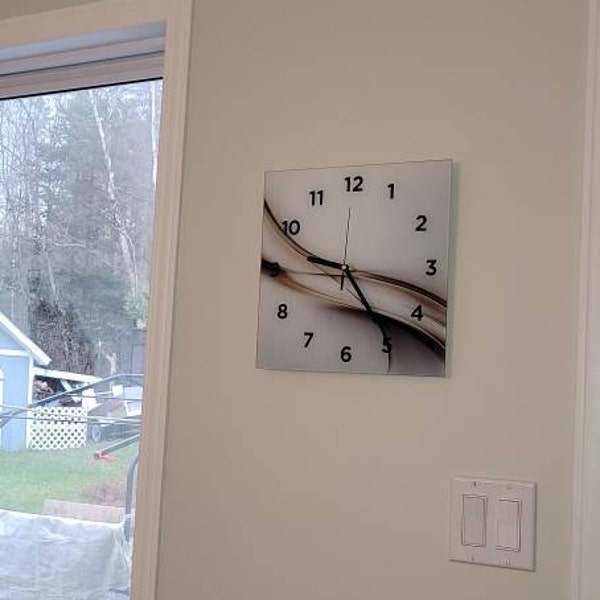 Blue Glass Clock, Blue Printed Clock, Solid Color Modern Wall Clock ...