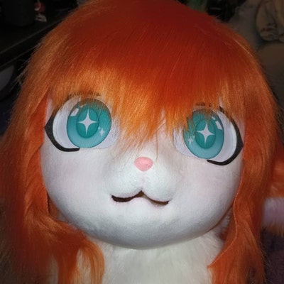 Kig Head Fursuit Furry Head Japan Style,white Cat Mask, Mask King Cat ...