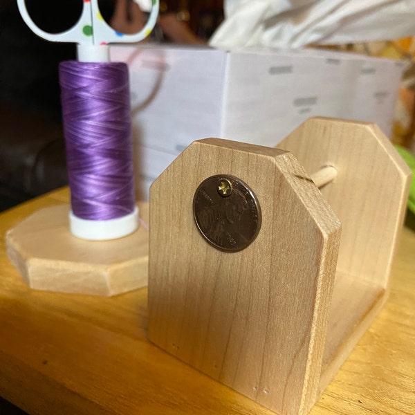 1 Thread Spool Holder With a Penny Cover, Used by Quilters, Needlepoint ...