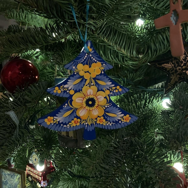 Hand Painted Ukrainian Christmas Ornament, Handmade Wooden Christmas ...