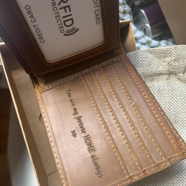 Handwriting Men's Wallet, Engraved Memorial Signature Wallet, Groomsmen ...