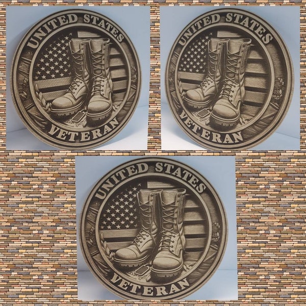 United States Veteran 3D Illusion Laser Engraving Design - American ...