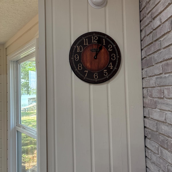Rustic Black & Wood Wall Clock, 8 Sizes!!, EXTRA Quiet Mechanism ...