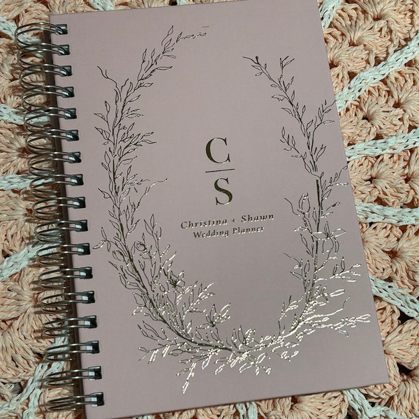 Floral Wedding Planner Book / Beige Custom Wedding Planner / Real Gold ...