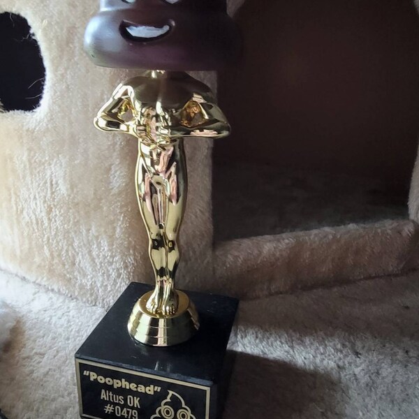 Poop Emoji - the Biggest Poophead Trophy - Funny Poop Head Custom ...