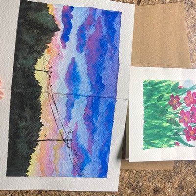Original Hand Painted NOT A PRINT Watercolor Floral Card All Occasion ...