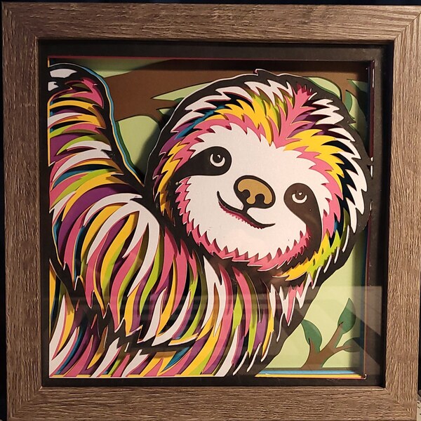 Sloth 3D Layered SVG for Cardstock/ Colorful Sloth Multilayer Cardstock ...
