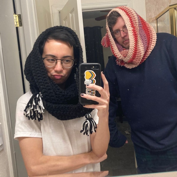 Handmade Black Snood, Wednesday Addams Inspired Snood, Enids Scarf ...