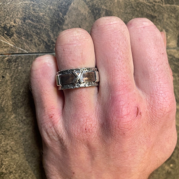 Rustic Men's Band Ring, Hammered Silver Band Ring, Handmade Silver ...