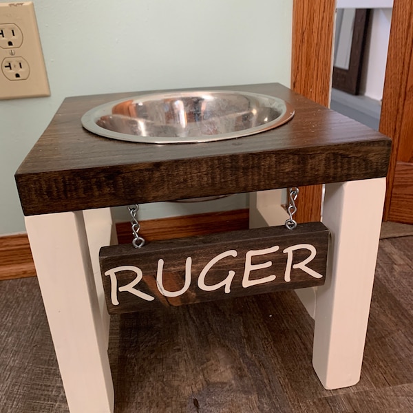 Dog Bowl Stand - Large Dog Bowl Stand - Farmhouse Style - Rustic Dog ...