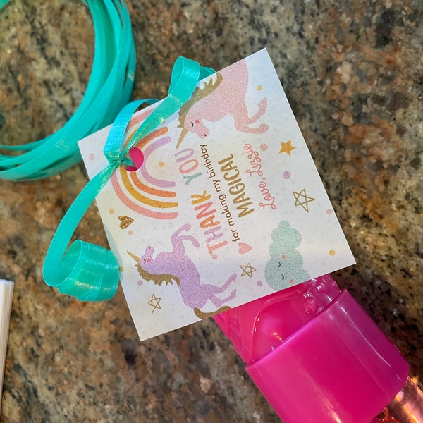 Editable Unicorn Favor Tags Magical Birthday Thank You Tag Gift Girl ...