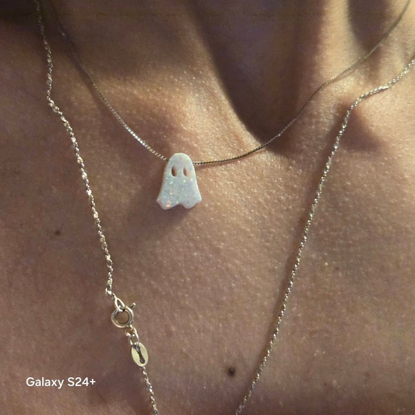 Ghost Opal Necklace, Fire Opal Specter Necklace, White and Black Opal ...