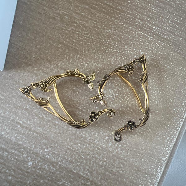 Enchanted Ear Cuff, Floral Fairy Ear Wrap, Fantasy Leaf Ear Clip ...