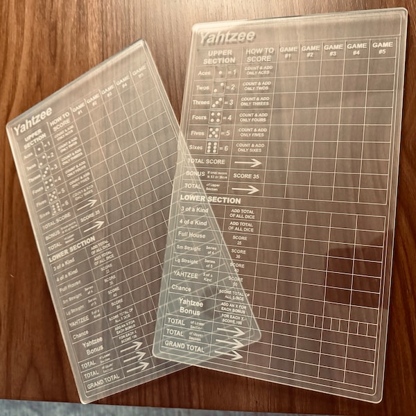 Yahtzee Erasable Acrylic Scorecard - Personalized! - Etsy