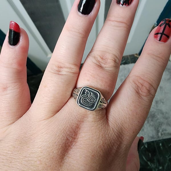 Gothic Steampunk Dracula Silver Ring / Vampire Ring/halloween Ring ...