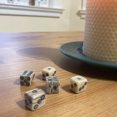 Medieval Bone Dice Set qty 5 Viking Spots D6 Set for Gaming, SCA ...