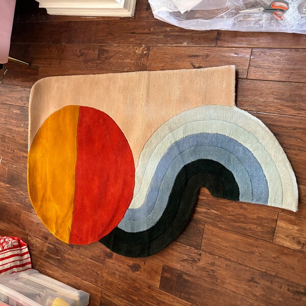 Designer Hand Tufted Rug Irregular Carpet 100% New Zealand Wool ...