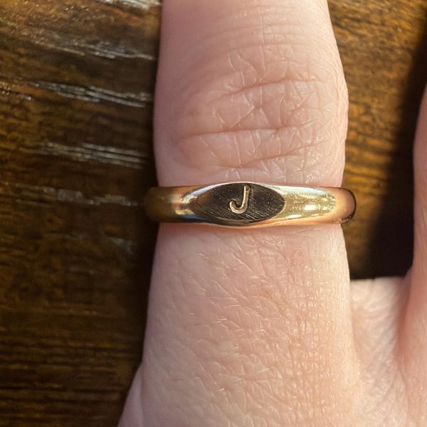 Pinky Initial Ring, Personalized Signet Ring, Custom Pinky Ring, Gold ...