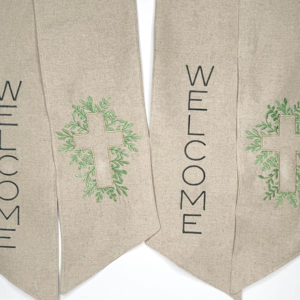 Cross Embroidery Design, Floral Cross Embroidery, Cross Greenery, Cross ...