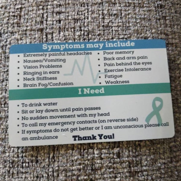 Pots Medical Card, Pots Syndrome Medical Card, Pots Awareness Wallet ...