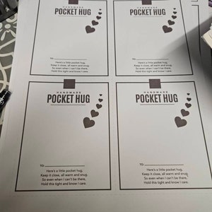 PRINTABLE Pocket Hug Tags Digital PDF DIY Packaging, Backing and ...
