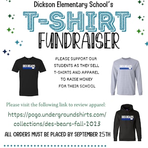 T-shirt Fundraiser Flyer Printable PTO PTA Sale Clothing School Spirit ...
