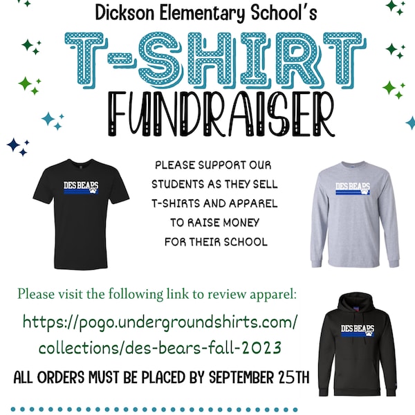 T-shirt Fundraiser Flyer Printable PTO PTA Sale Clothing School Spirit ...